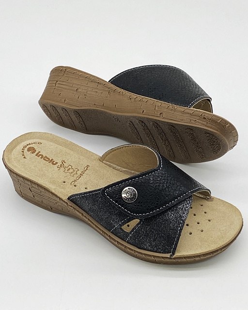 Klapki Inblu 26000079 laczki damskie na koturnie, tęgość F-G > Klapki ...